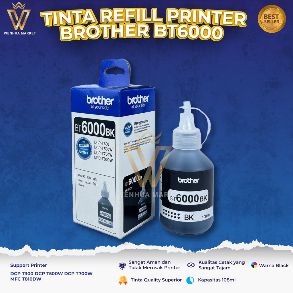 Jual Tinta Brother BT6000 Black Tipe Printer T300 T500W T700W T800W ...