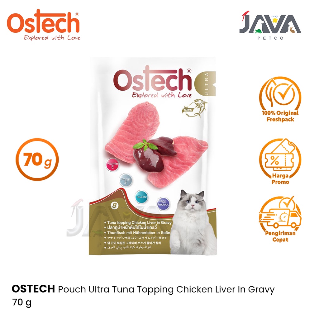 Jual Ostech Pouch Premium Makanan Kucing Basah 70gr - Tuna Liver ...