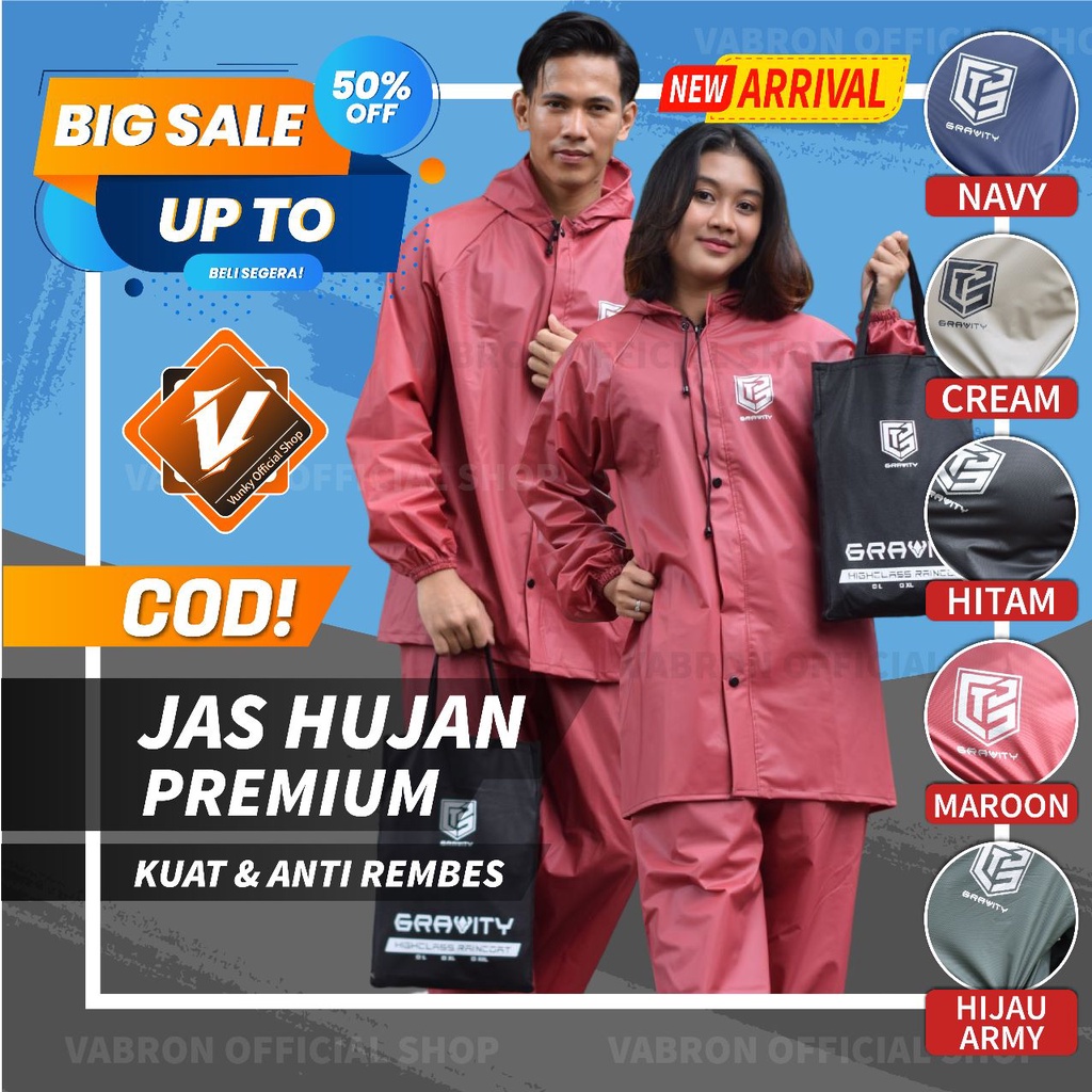 Jual Jas Hujan GRAVITY Mantel Pria Wanita Setelan Baju dan Celana Dewasa Tebal Lentur Tahan Lama ...
