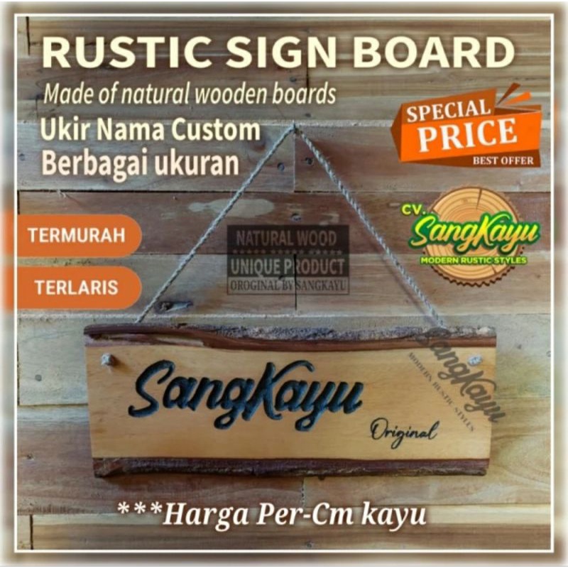 Jual Papan nama kayu signage sign ukir nama kayu custom sign board 2 ...