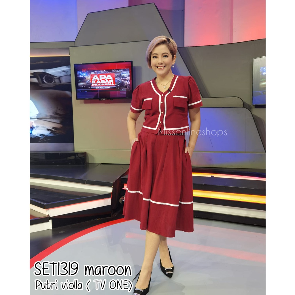 Jual MISSOL one set wanita atasan dan rok flare korean style polos ...