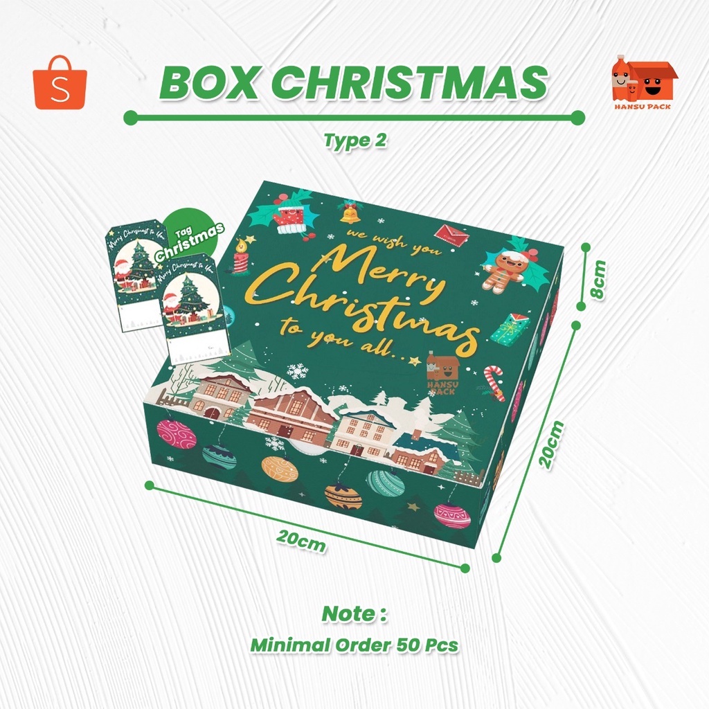 Jual (Isi 5) Box Hampers Christmas 20x20x8 cm Box Natal Kotak Kado Dus ...