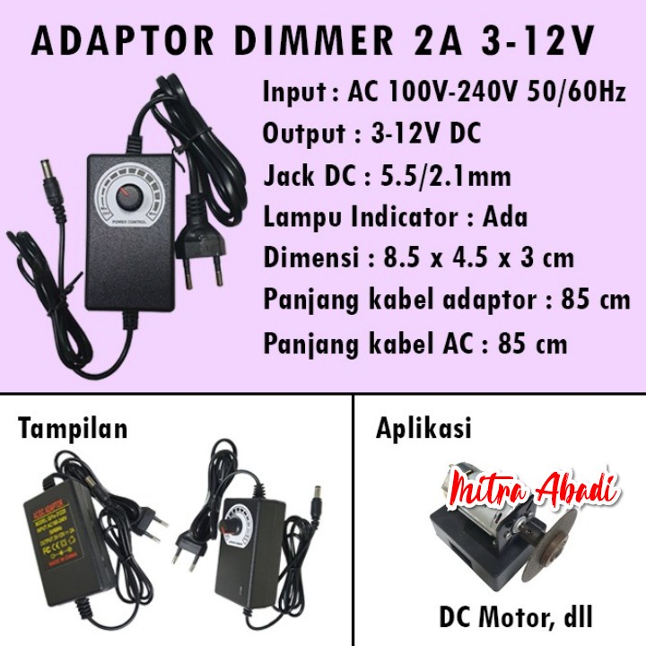 Jual Adjustable Power Adapter Dimmer / Adaptor Dimmer 2A AC - DC 3 ...