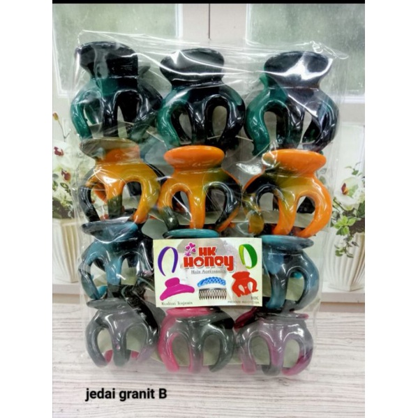 Jual Jedai besar jepit rambut Gigi 5 ukuran 5 cm multiwarna isi 12 pcs | Shopee Indonesia