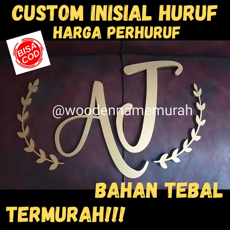 Jual Custom inisial huruf kayu / Wedding / Huruf Timbul Kayu / harga ...