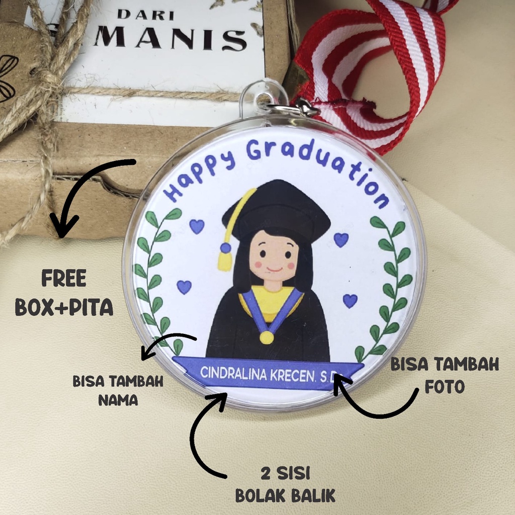 Jual TALI GORDON [ FREE CUSTOM FOTO 2 SISI ] Medali akrilik custom ...