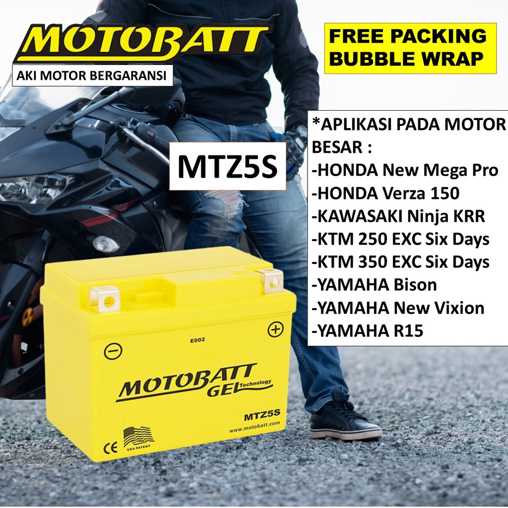 Jual Motobatt MTZ5S Accu Gel Aki Motor Besar Verza 150 Bison R15 New ...
