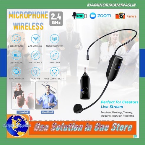 Jual Mikrofon Mic Clip On Wireless Bando UHF 2.4G Presentasi Tur Imam Masjid Musholla | Shopee ...