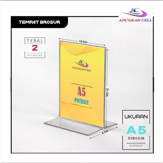 Jual STAND AKRILIK A5 T PORTRAIT - DISPLAY 2 SISI UNTUK TEMPAT BROSUR ...