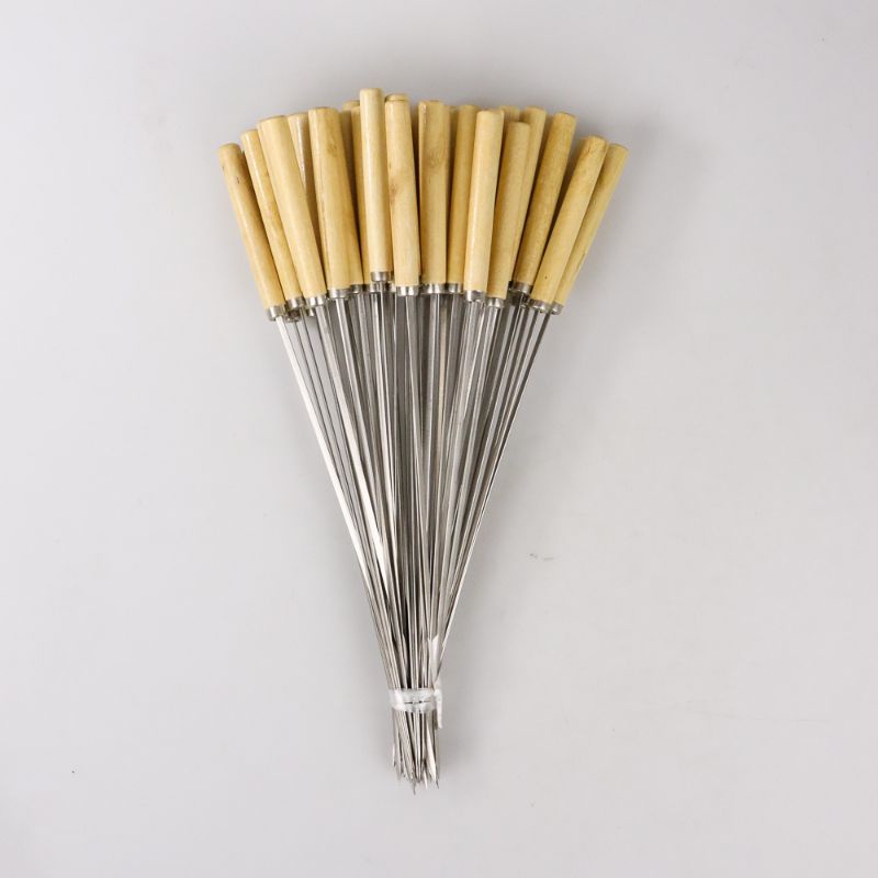 Jual Alat Tusuk Sate STAINLESS Pemanggang BBQ Besi Skewer Tusukan Wood ...