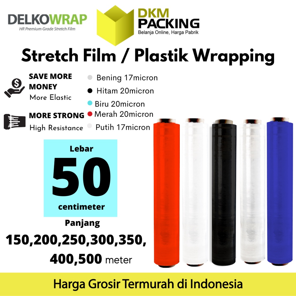 Jual Stretch Film 50cm Plastik Wrapping DELKO WRAP Plastic Wraping TERMURAH /SATUAN | Shopee ...