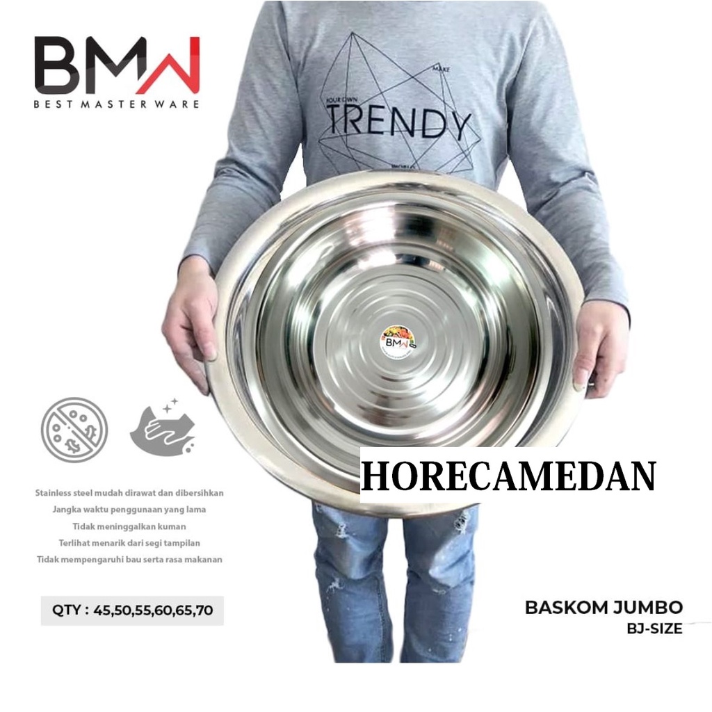 Jual Baskom waskom Stainless Steel besar Jumbo Multi fungsi diameter 45 ...