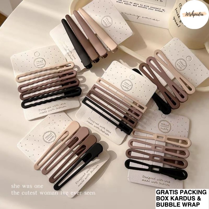 Jual jepitan poni set isi 4 pcs jepit klip rambut doff bebek warna ...