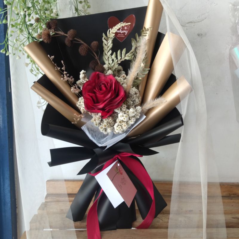 Jual buket valentine, buket hari guru, buket mawar single, single rose ...
