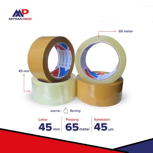 Jual Lakban BENING & COKLAT 45 mm x 65 meter atau 72 yard Merk Mitran Pack | Shopee Indonesia