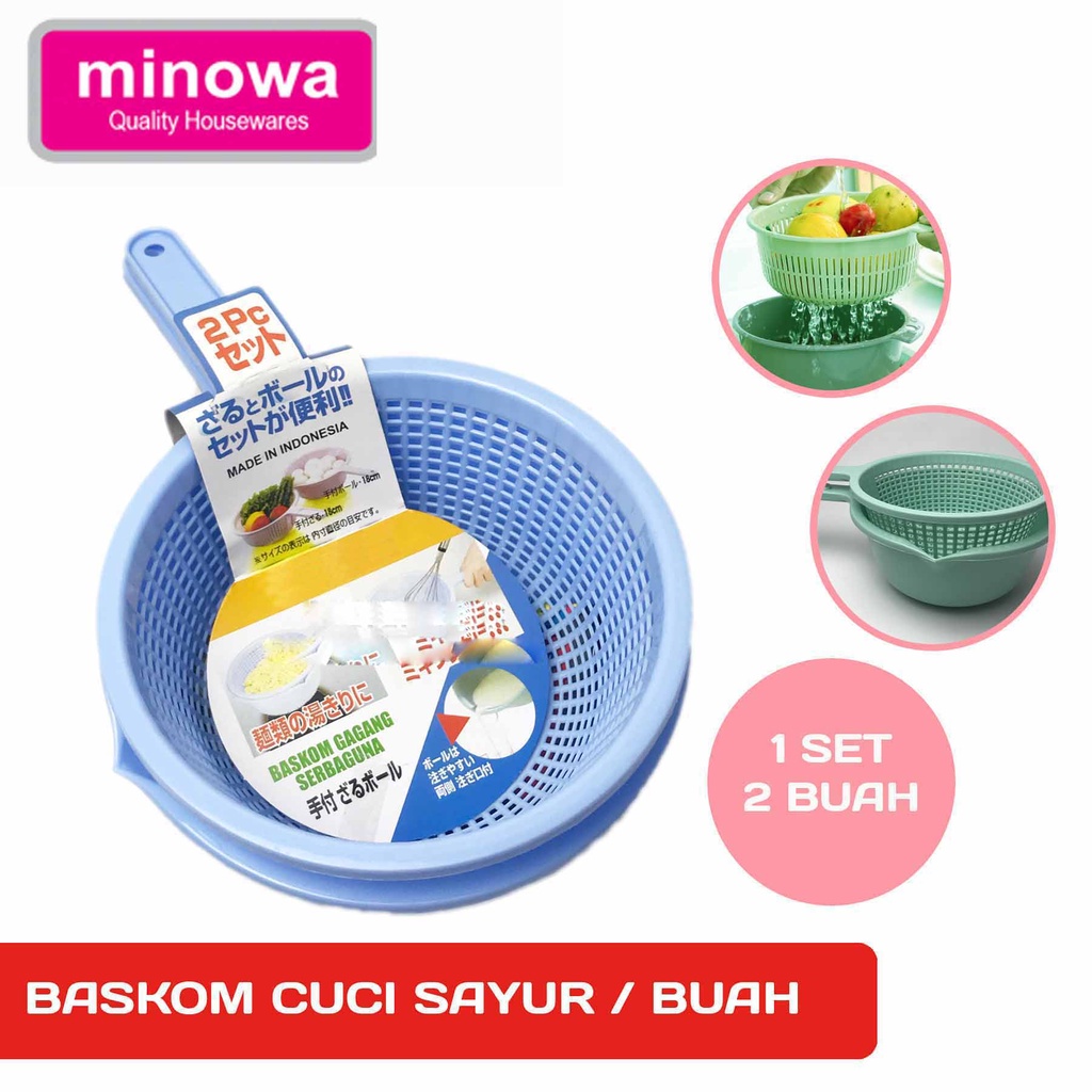 Jual Minowa Baskom Plastik Set / Baskom Saringan Sayur Serbaguna Ukuran ...
