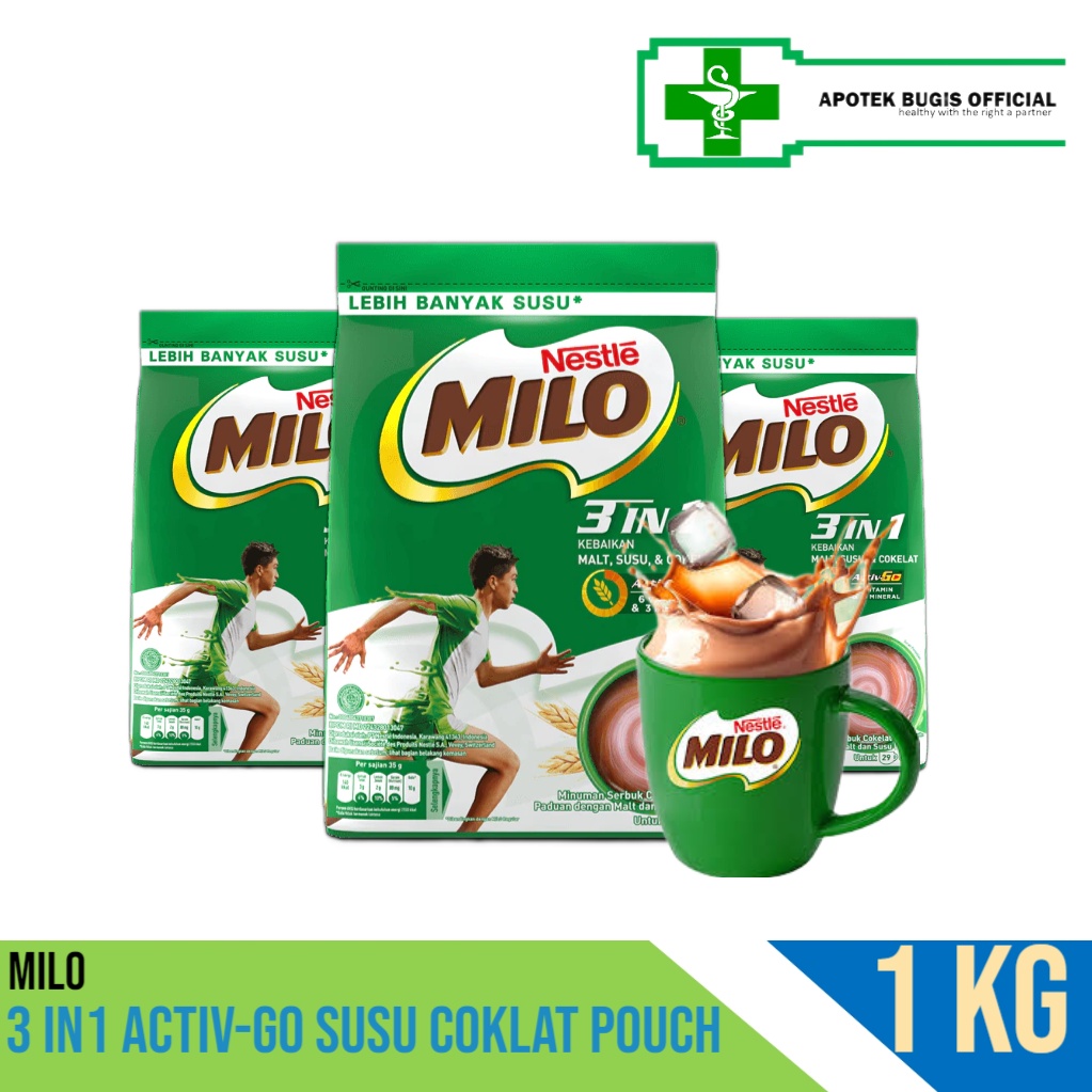 Jual MILO 3in1 ACTIV-GO Susu Coklat Pouch 1kg Minuman Bubuk Coklat Kaya ...