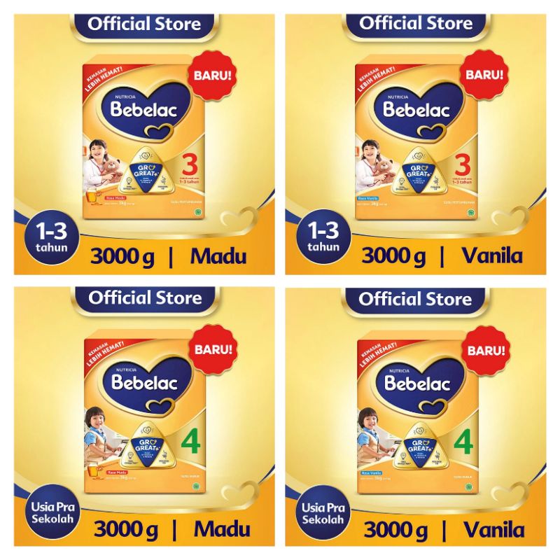 Jual KEMASAN JUMBO BEBELAC 3 & 4 HIQ-EQ Susu Pertumbuhan Box - 3000gr ...
