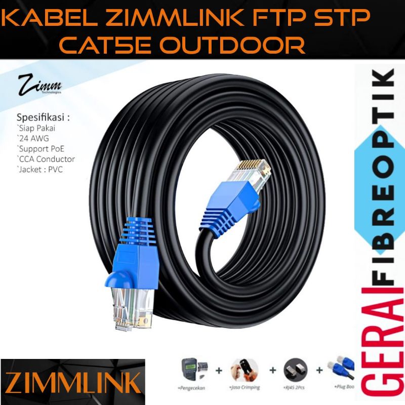 Jual Kabel Lan RJ45 Cat 5e FTP STP Outdoor 15 Meter Siap Pakai Cat5e ...