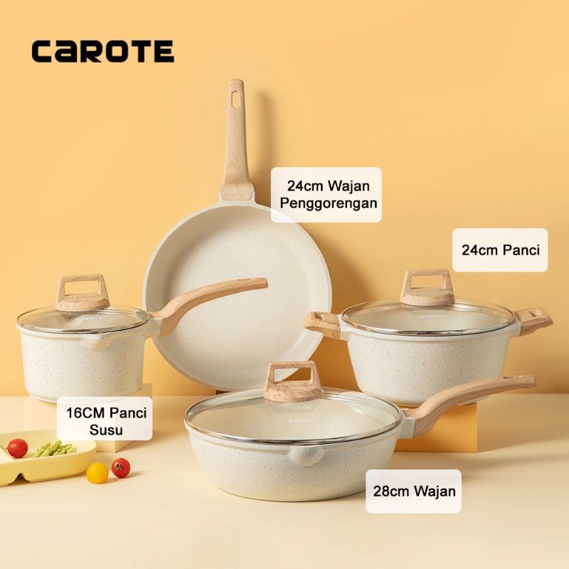 Jual CAROTE Granit Putih (ice cream) Anti Lengket set 7pcs ...