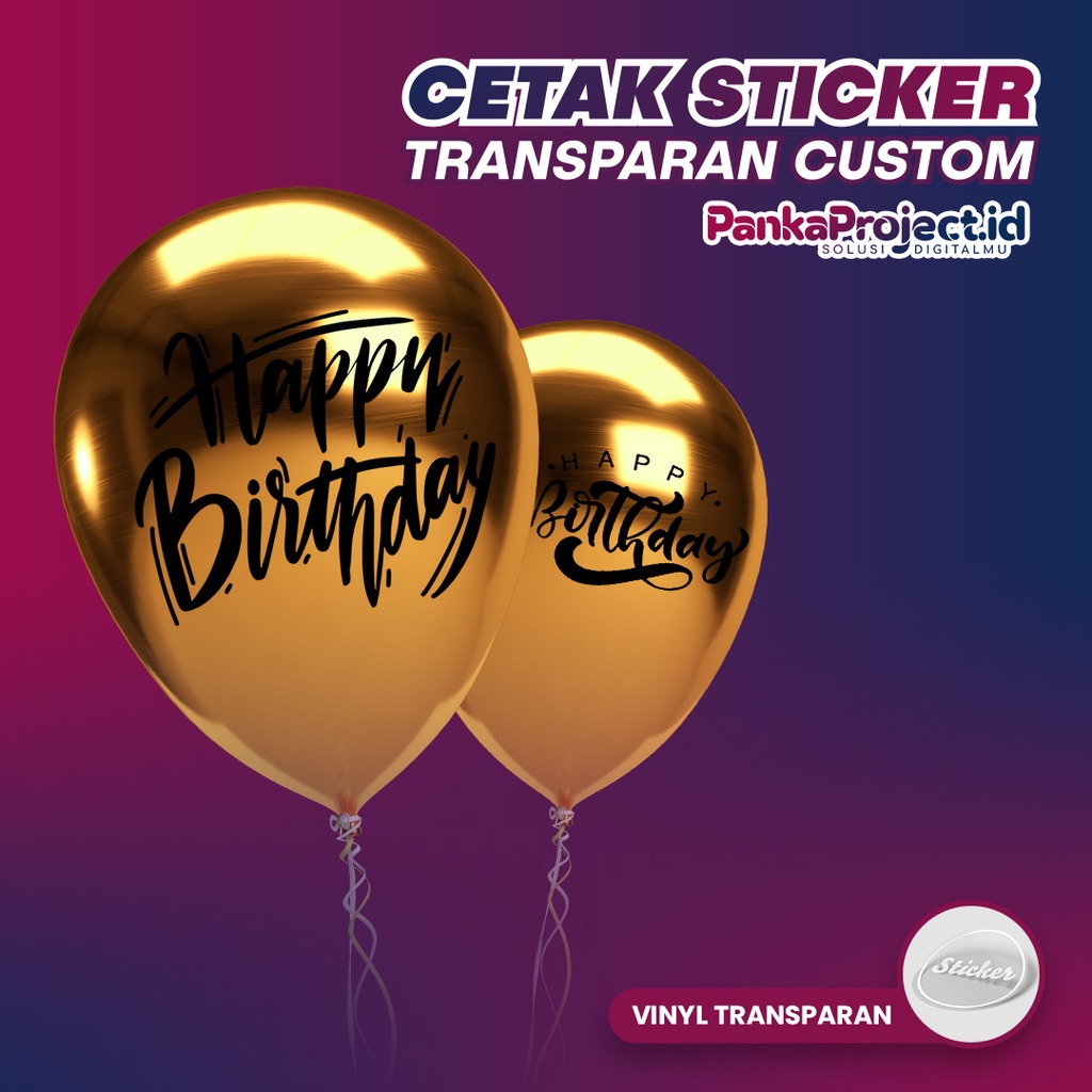 Jual Sticker Transparan Custom Nama | Balon Happy Birthday, Graduation ...