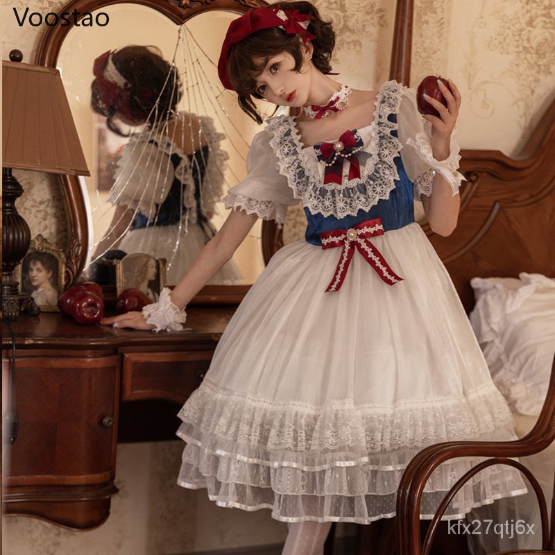 Jual Gaun putri Lolita manis desain asli gaun mutiara pita renda imut ...