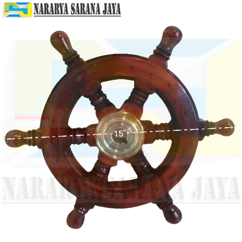 Jual Setir Kapal Kemudi Stir Kapal Laut Bahan Kayu Jati Hiasan Dekorasi ...