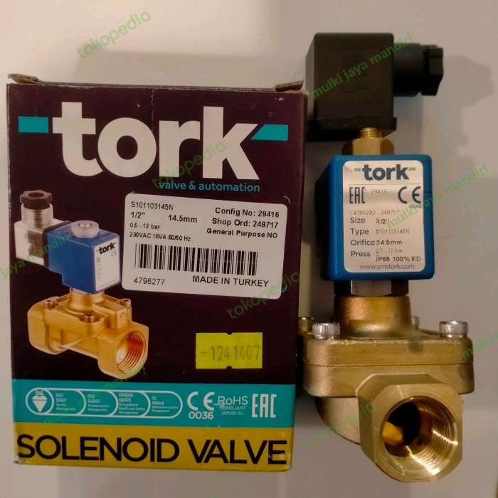 Jual SOLENOID VALVE TORK NO 24VDC 1/2" | Shopee Indonesia