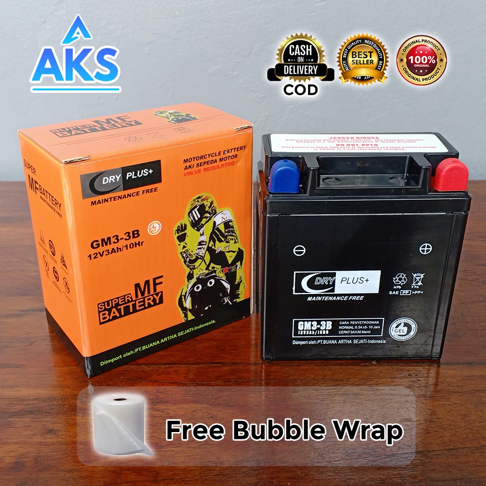 Jual Aki Motor Rx King, Satria Hiu, Ninja 150R Dry Plus GM3-3B MTX3L Aki Kering | Shopee Indonesia