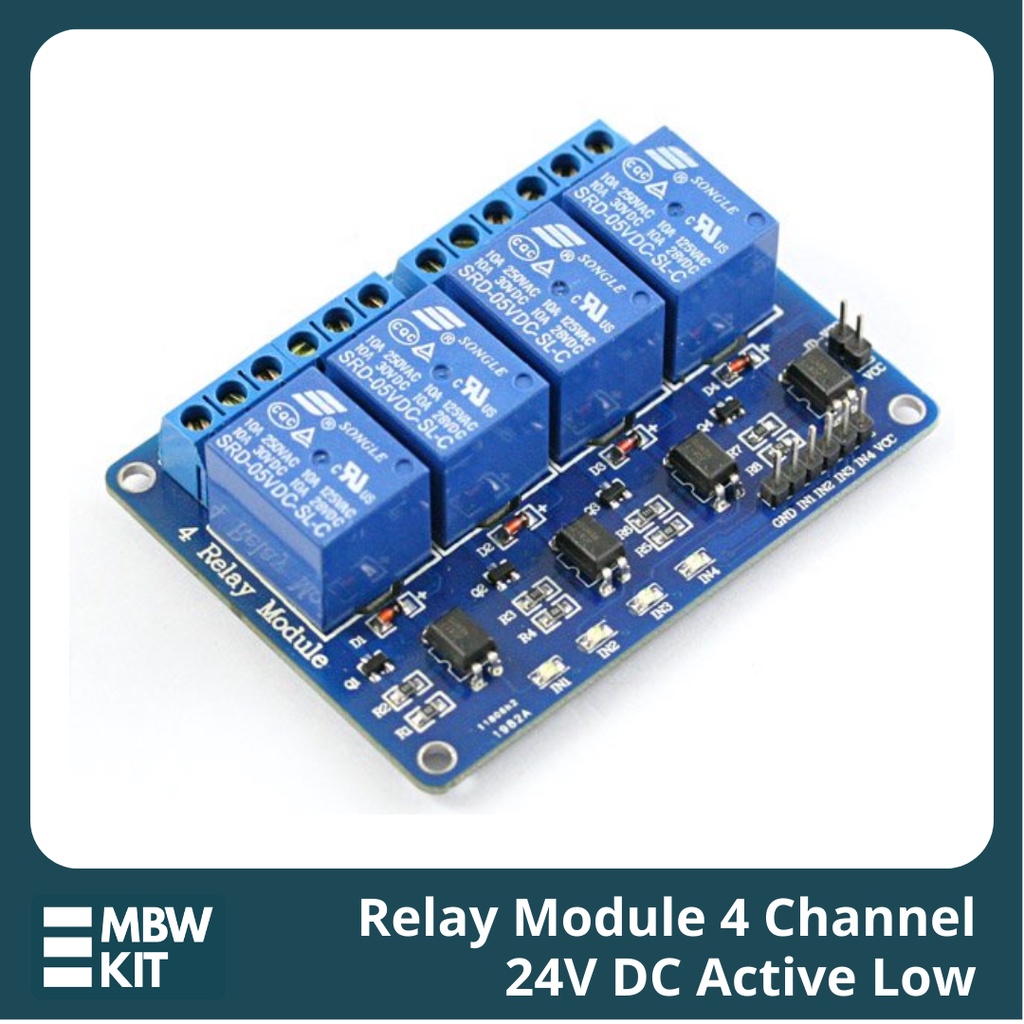 Jual Modul Relay 24V DC 4 Channel Optocoupler Aktif Low | Shopee Indonesia