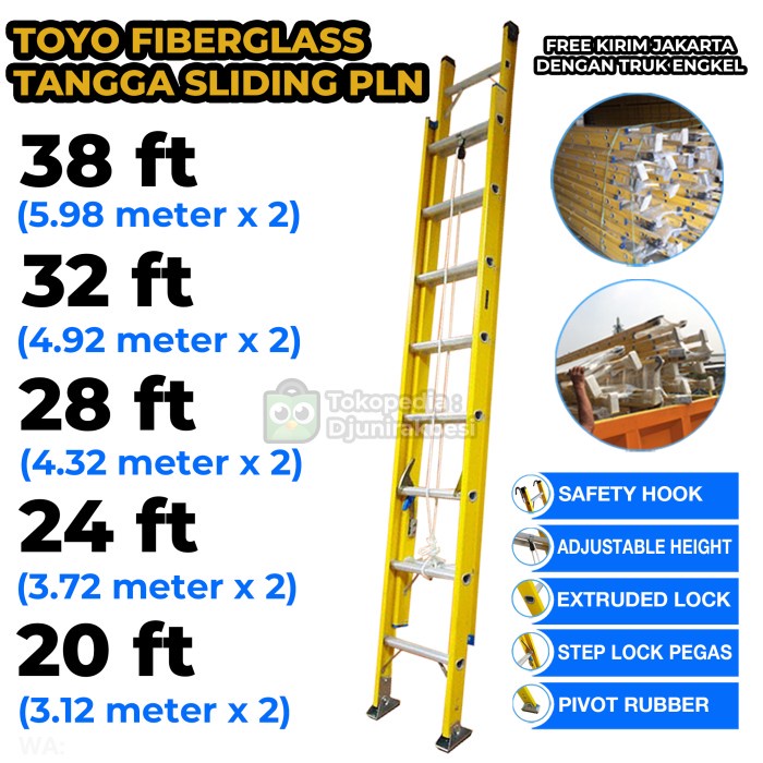 Jual Tangga Tangga Pln, Tangga Extention Fiber Glass "Toyo" 6 Meter ...