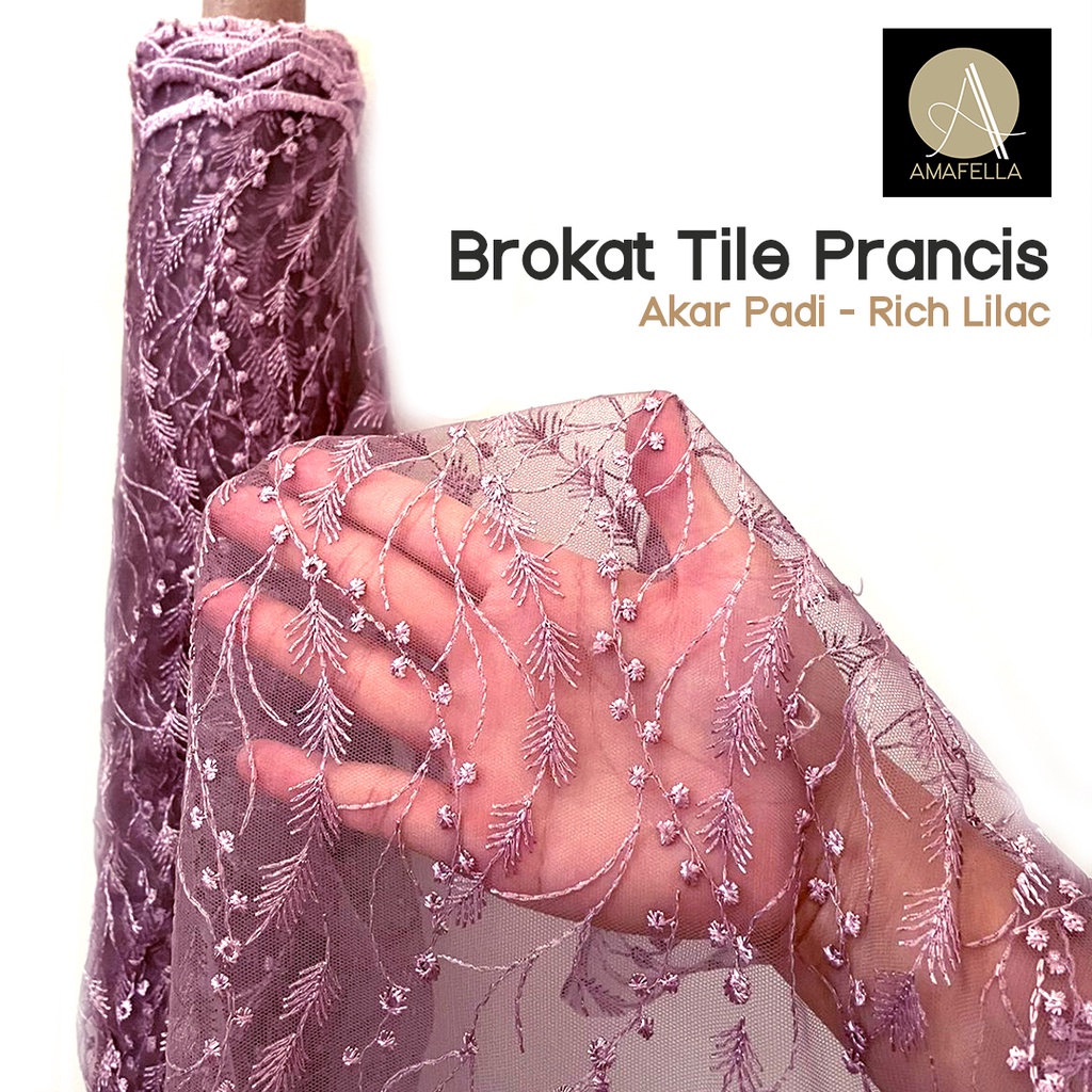 Jual 1/2 meter Kain Brokat Brukat Tile Prancis Bahan Kebaya Motif Akar ...