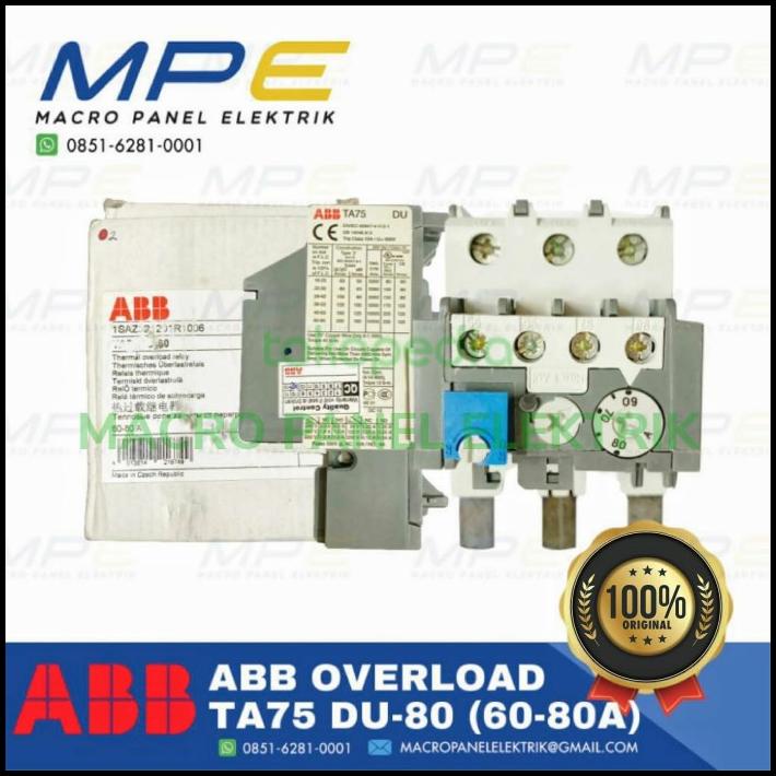 Jual Thermal Overload Relay Abb Ta 75 Du 80 60-80A Overload Abb Ta75 Du ...