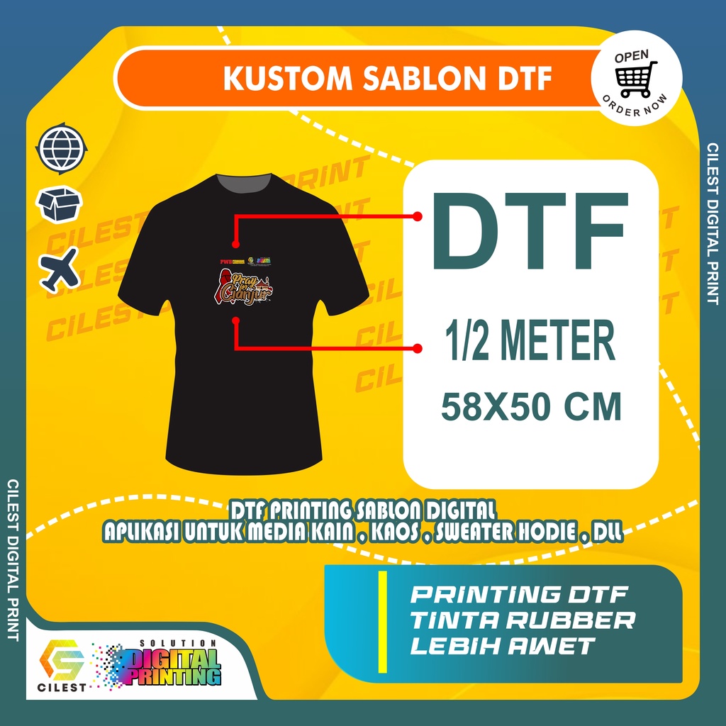 Jual CUSTOM SABLON DTF 1/2 METER | Shopee Indonesia