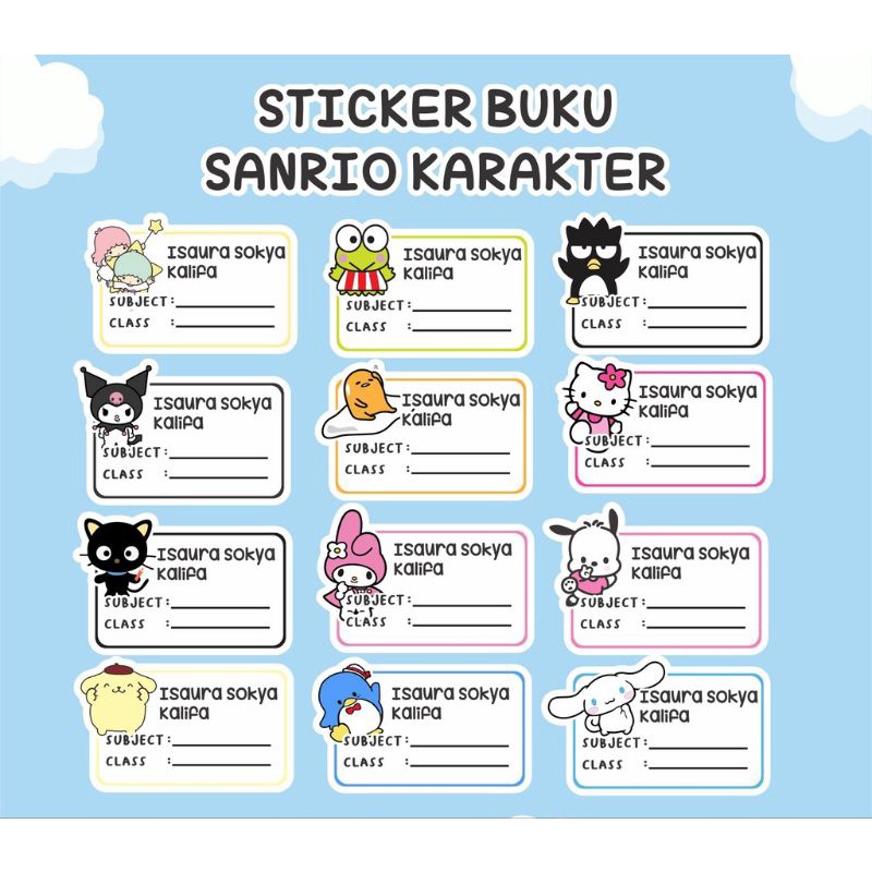 Jual PO 3-5 hari (Bentuk Kotak) Stiker Sticker Nama Anak Sanrio Hello ...