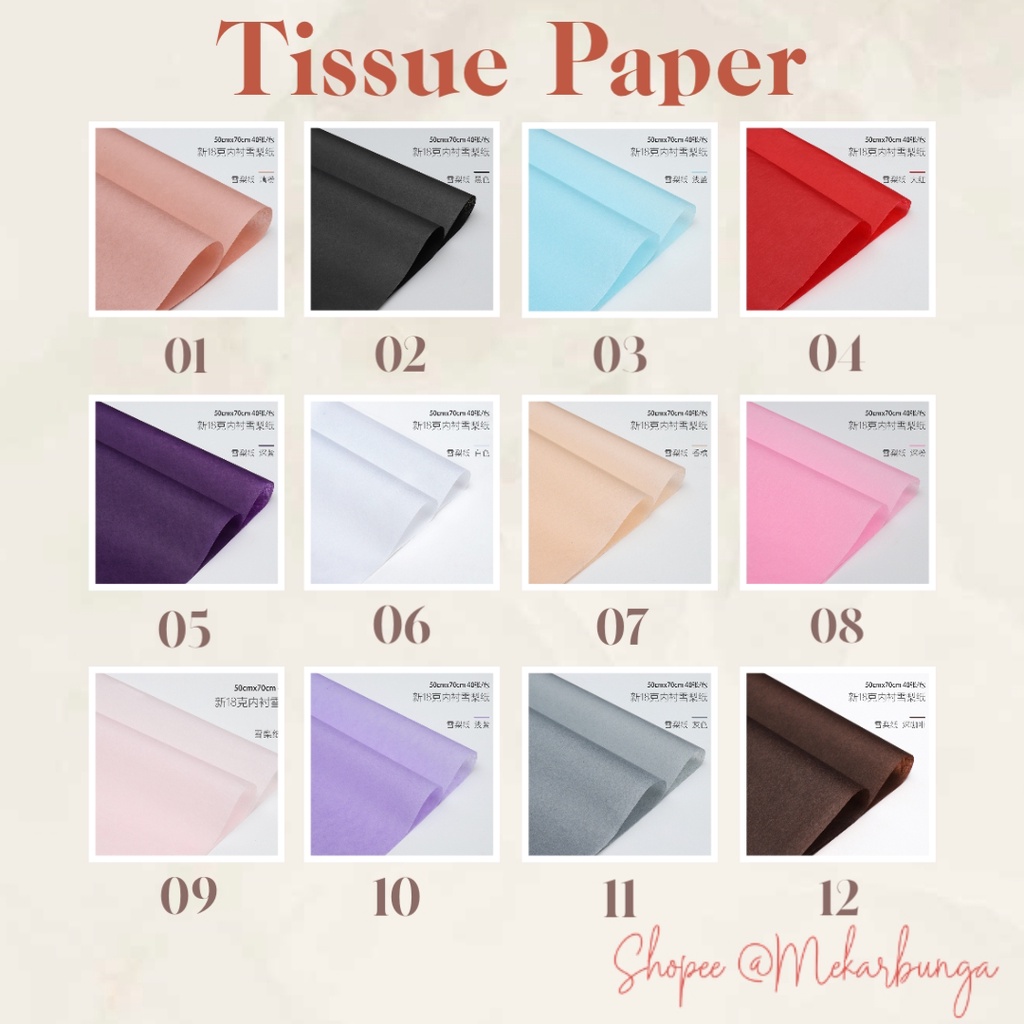 Jual K 22-(5 LEMBAR) KERTAS CELLOPHANE TISSUE PAPER stiff Kertas Bunga ...
