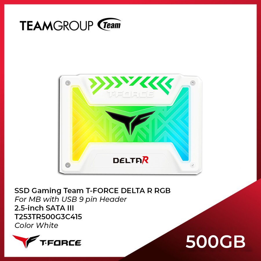 Jual SSD 500G Team T-FORCE DELTA R RGB 2.5inch For MB with USB 9 pin ...