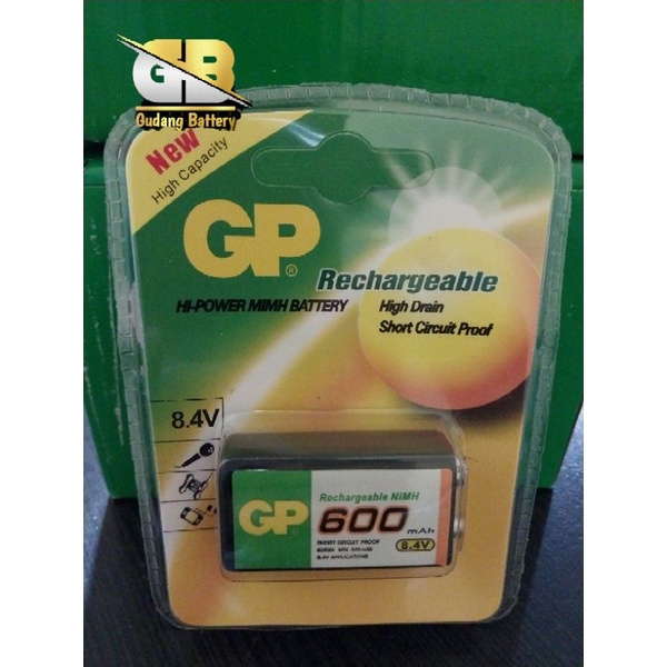 Jual Battery GP600mAh rechargeable 9Volt, batrai kotak Cash GP 600mAh ...