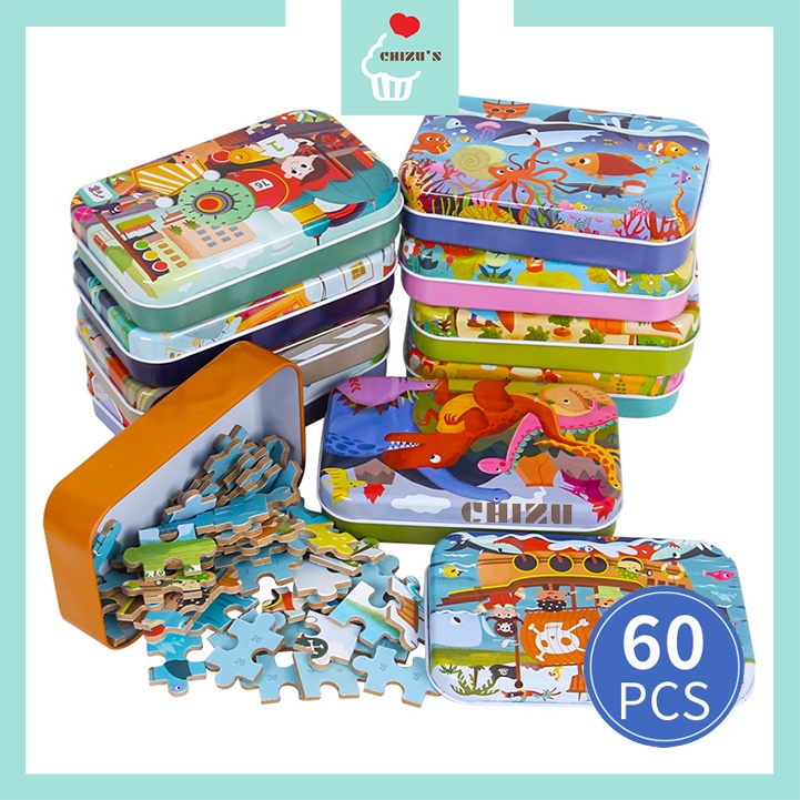 Jual 60 Pcs Wooden Jigsaw Puzzle in A Tin | Puzzle Kayu Kotak Kaleng ...