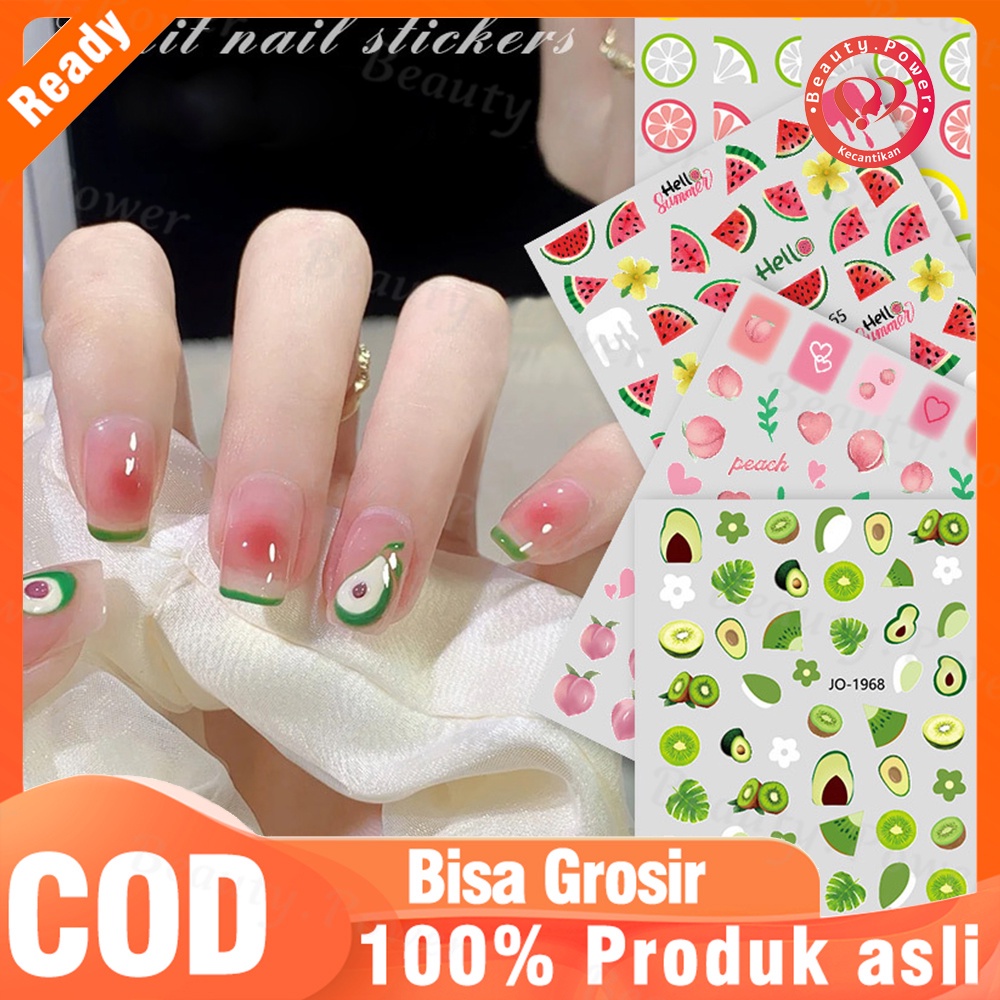 Jual 3D kuku applique, kecil strawberry orange kecil segar stiker kuku ...