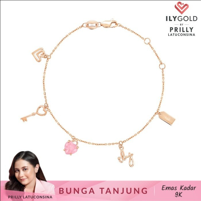 Jual GELANG LOVE KEY - PRILLY ILY GOLD - EMAS 9K BUNGA TANJUNG GOLD ...