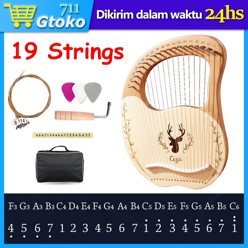 Jual Lyre Mini Harpa 19 Strings Portable Kecapi Alat Musik | Shopee ...