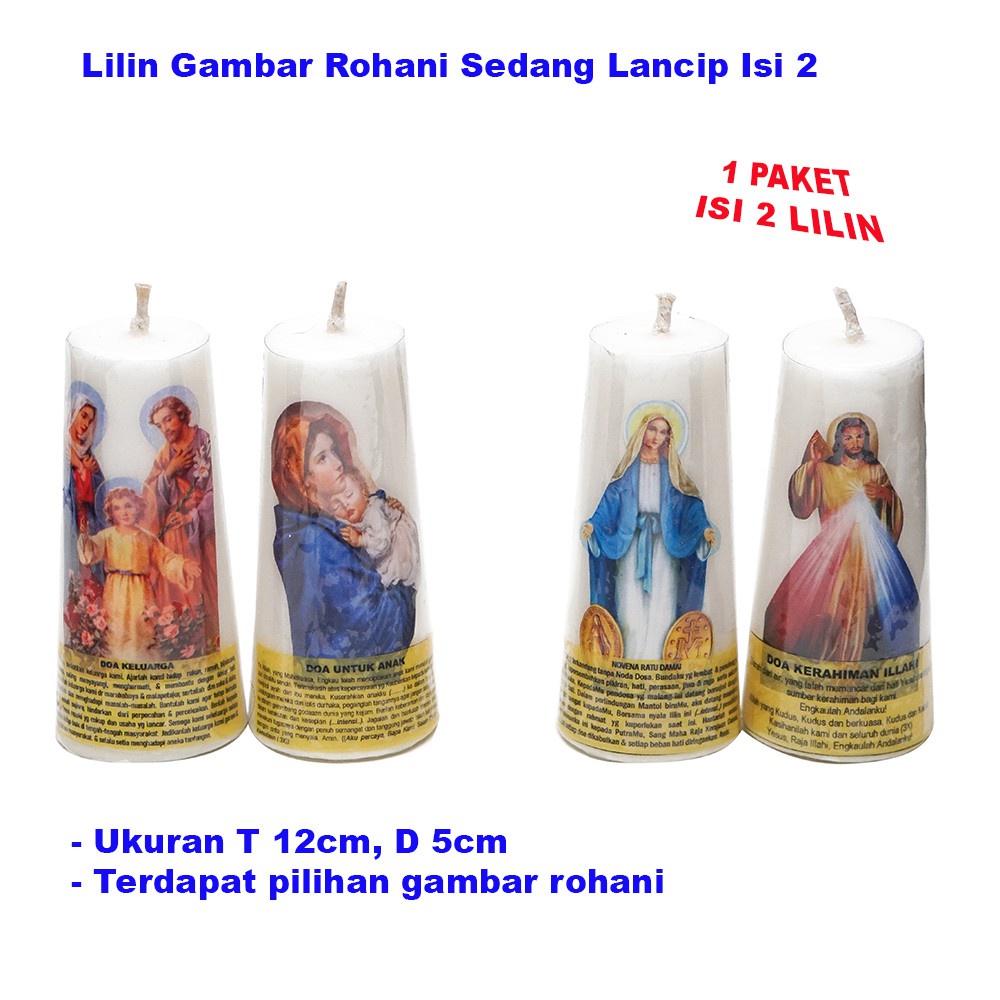 Jual Lilin Misa Altar Gereja Paskah Gambar Rohani Sedang Lancip Isi 2 ...