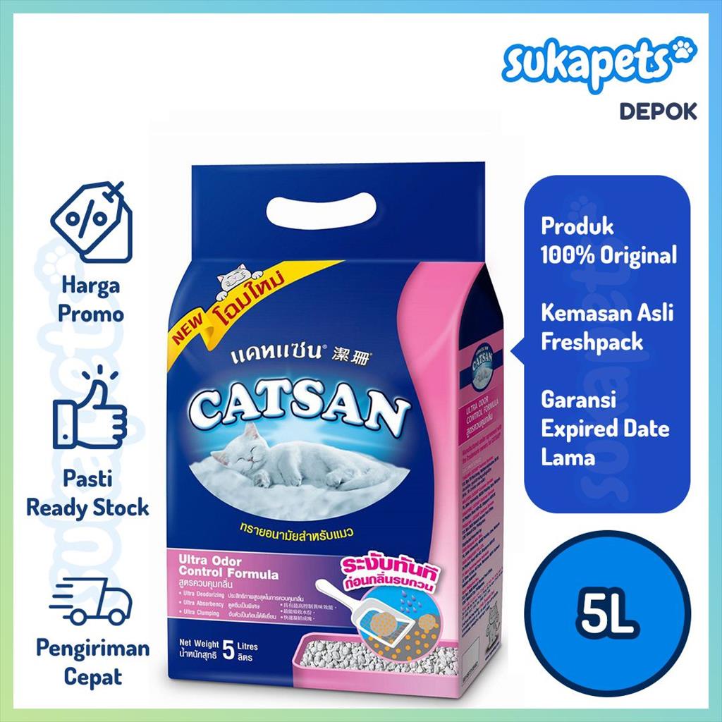 Jual Catsan Pasir Kucing Clumping Gumpal Cat Litter 5L | Shopee Indonesia