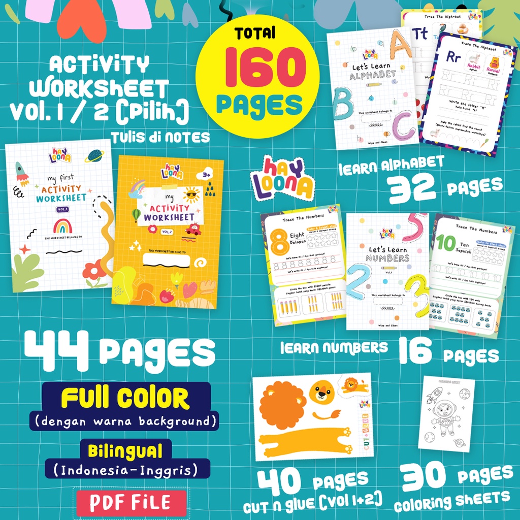 Jual 280 Halaman Printable Worksheet Lembar Aktifitas Anak Paud Balita ...