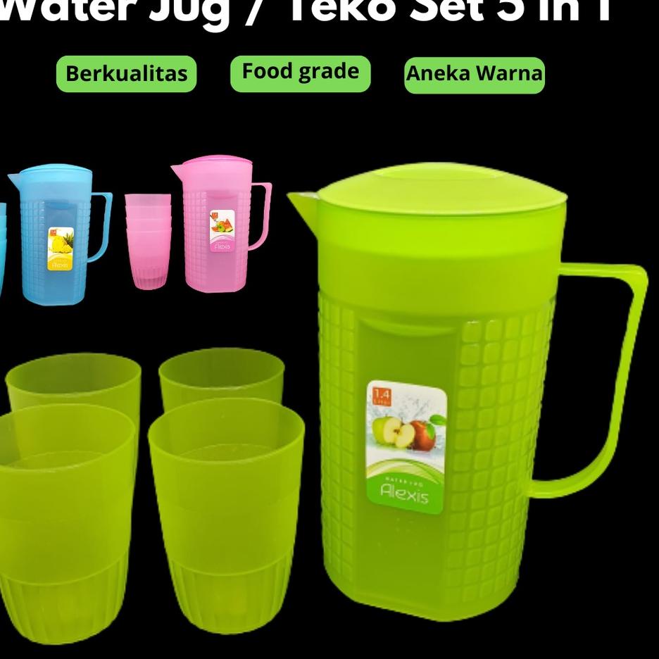 Jual Dijamin Ori>/ Teko Set 5 in 1 | Water Jug set Plastik | Shopee ...