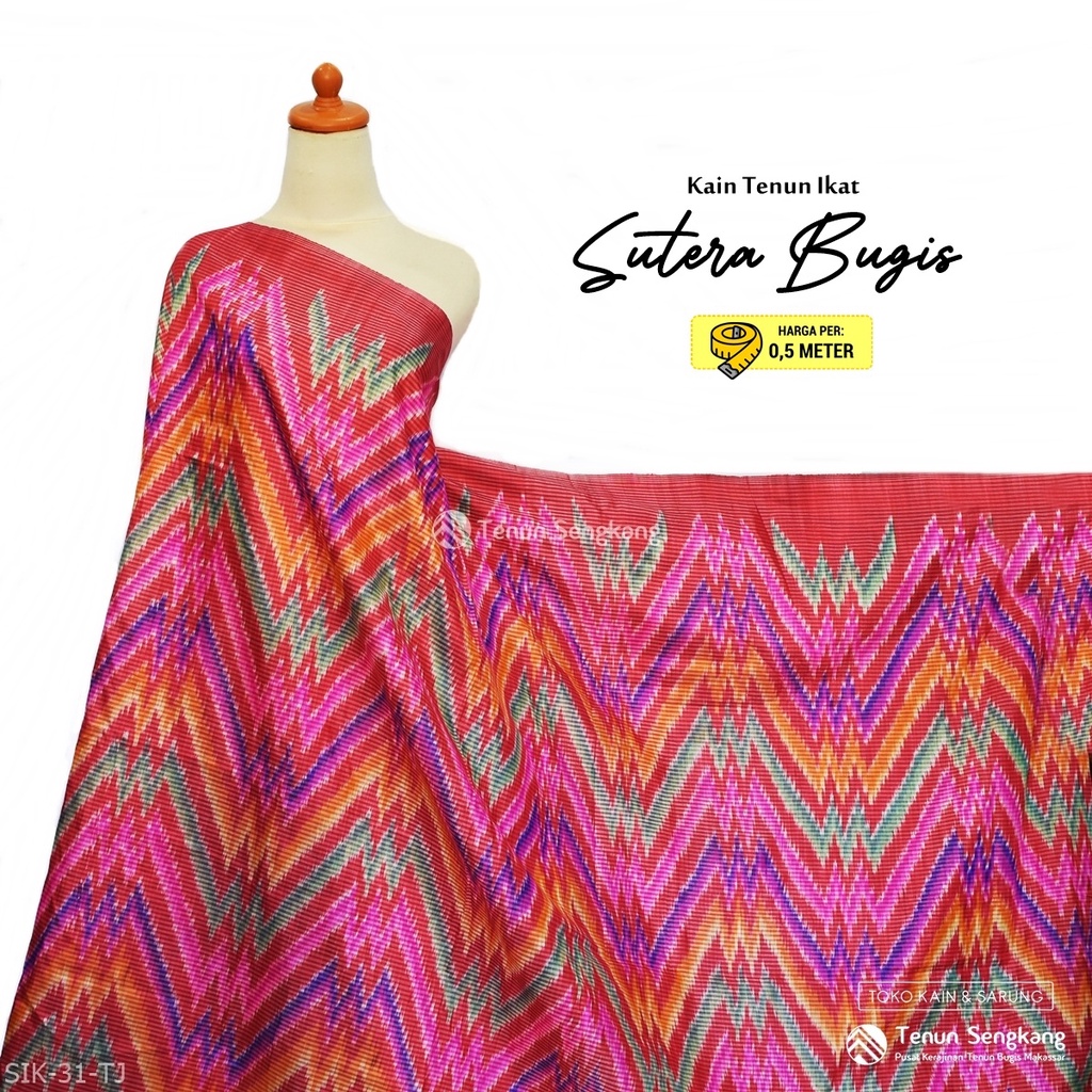 Jual Kain Tenun Ikat Sutra Asli Bugis Makassar Merah Tua - Tenun ...