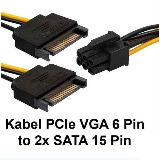Jual KABEL DUAL SATA 15 PIN MALE SPLITTER TO 6 PIN PCIE CABANG | Shopee ...
