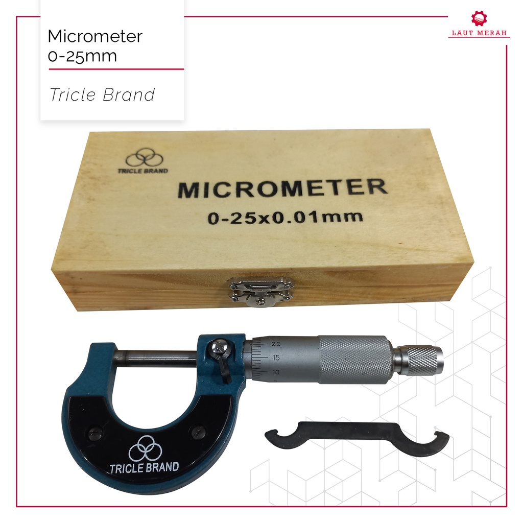 Jual Micrometer Micro Mikro Meter Mikrometer - Tricle 0-25 x 0.01mm ...