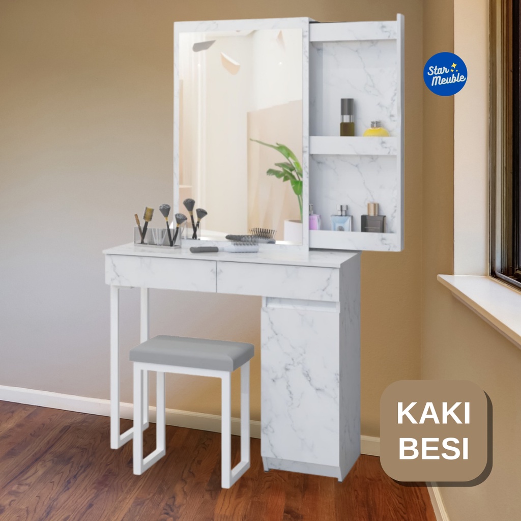 Jual Meja Rias dan Kursi Meja Makeup Kaca Sliding Kaki Besi MR Istanbul ...